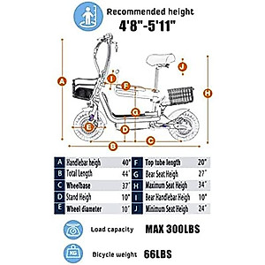 Soumye 48V 500W 13AH Folding Electric Scooters E-Scooter 10" Fat Tire Lithium-ion Battery e-Bike Electric Bicycle(Black) for Adults