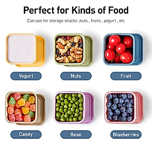 ISSEVE 8Pack 6oz Silicone Snack Containers for Kids, Reusable Small Containers with Lids, Leak Proof Silicone Food Storage Containers, Stackable Kids Lunch Box for Daycare, School, Travel