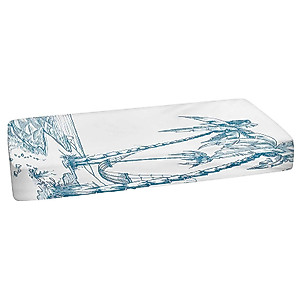 Beach Fitted Crib Sheet,Modern Illustration of a Tropical Beach with Palm Trees and Hammock Hawaiian Relax Microfiber Silky Soft Toddler Mattress Sheet Fitted,28"x 52"x 8'',Baby Sheet for Boys Girls