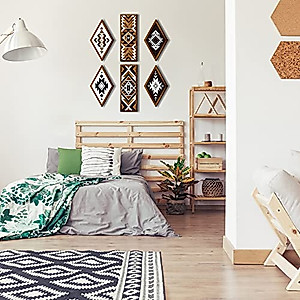 Tatuo 6 Pcs Farmhouse Home Wall Decor Western Snake Wall Decor Witchy Wooden Decor Witchy Wall Decor Altar Decor for Bedroom Living Room Bathroom Apartment (Rhombus, Rectangular Geometric)