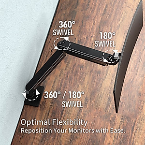 MOUNTUP Heavy Duty Monitor Arm for 13''-42'' Ultrawide Screen up to 33 lbs, Computer Monitor Stand for Desk, Full Motion Gas Spring Monitor Desk Mount, VESA Monitor Mount with C-Clamp & Grommet Base