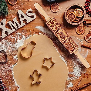 XINBADA Rolling Pins for Baking- Embossed Rolling Pin Set for Baking, Perfect Baking Tools & Cookie Molds