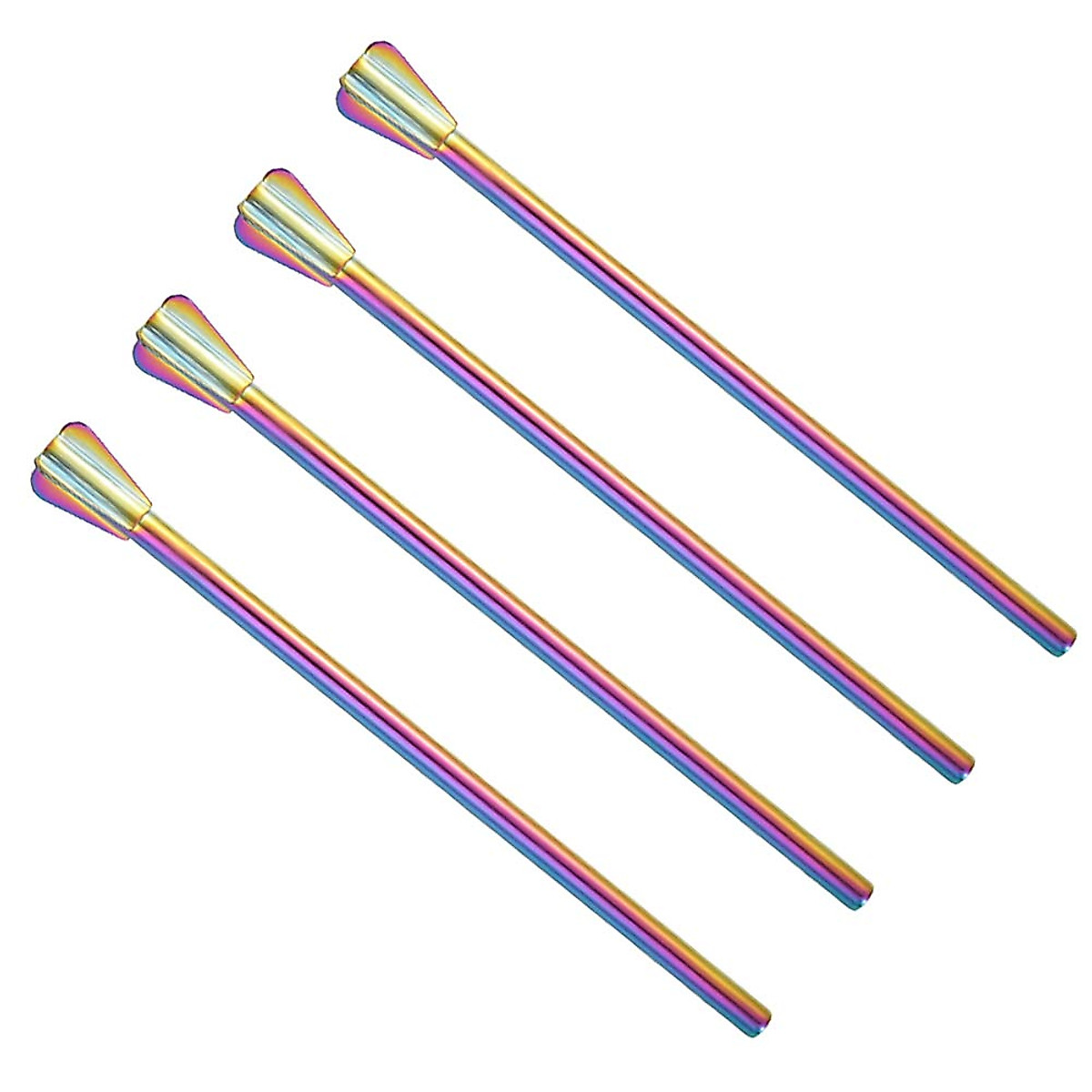 DOITOOL 4pcs Stainless Straws Smoothie Straw Drink Whisk Drink Stirrers Metal Drinking Straw Beverage Straws Reusable Bubble Tea Straw Cocktail Straw Blender Mixing Spoon Symphony Tumbler