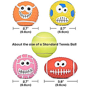 SCHITEC Squeaky Dog Ball, [4 Pack] Latex Rubber Dog Squeak Toys, 2.7'' Soft Bouncy Fetch Balls for Medium Small Pets Interactive Play
