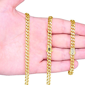 Nuragold 10k Yellow Gold 6mm Royal Monaco Miami Cuban Link Chain Bracelet, Mens Womens Fancy Box Clasp 6" 6.5" 7" 7.5" 8" 8.5" 9"