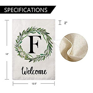 ULOVE LOVE YOURSELF Welcome Decorative Garden Flags with Letter F/Olive Wreath Double Sided House Yard Patio Outdoor Garden Flags Small Garden Flag 12.5×18 Inch