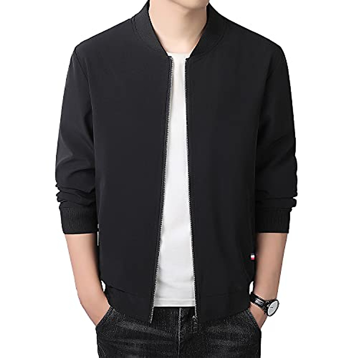 FoxQ Men's Bomber Jacket Lightweight, Slim Fit Sportswear Daily Casual Style with a Sporty Edge
