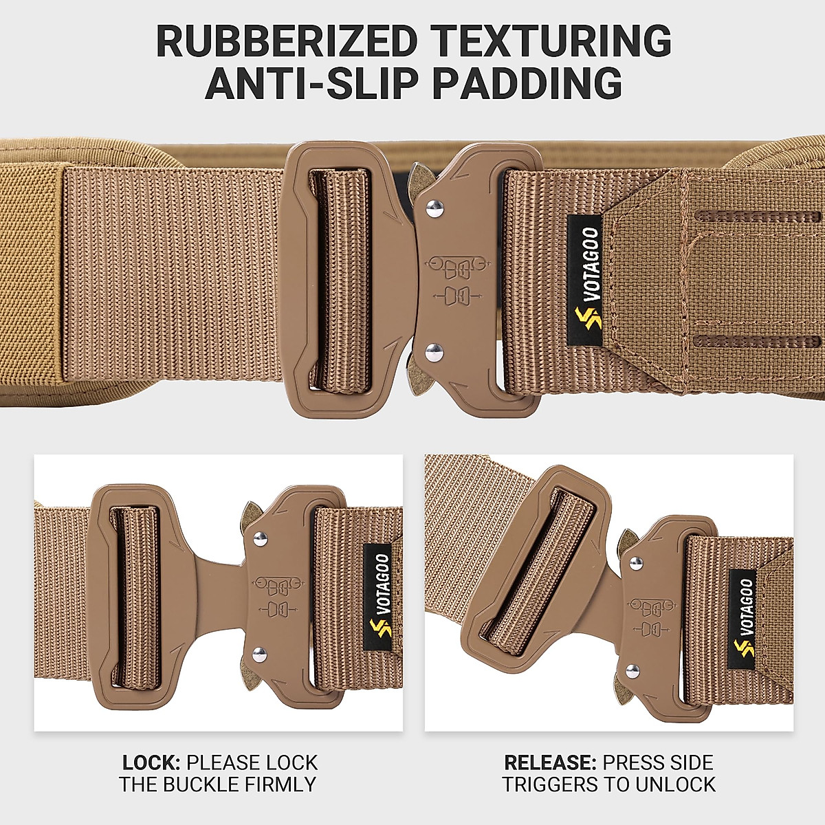 VOTAGOO Tactical Belt-Battle Belt, with Quick Release Buckle MOLLE Belt, Law Enforcement Military Heavy Duty Gun Holster Belt