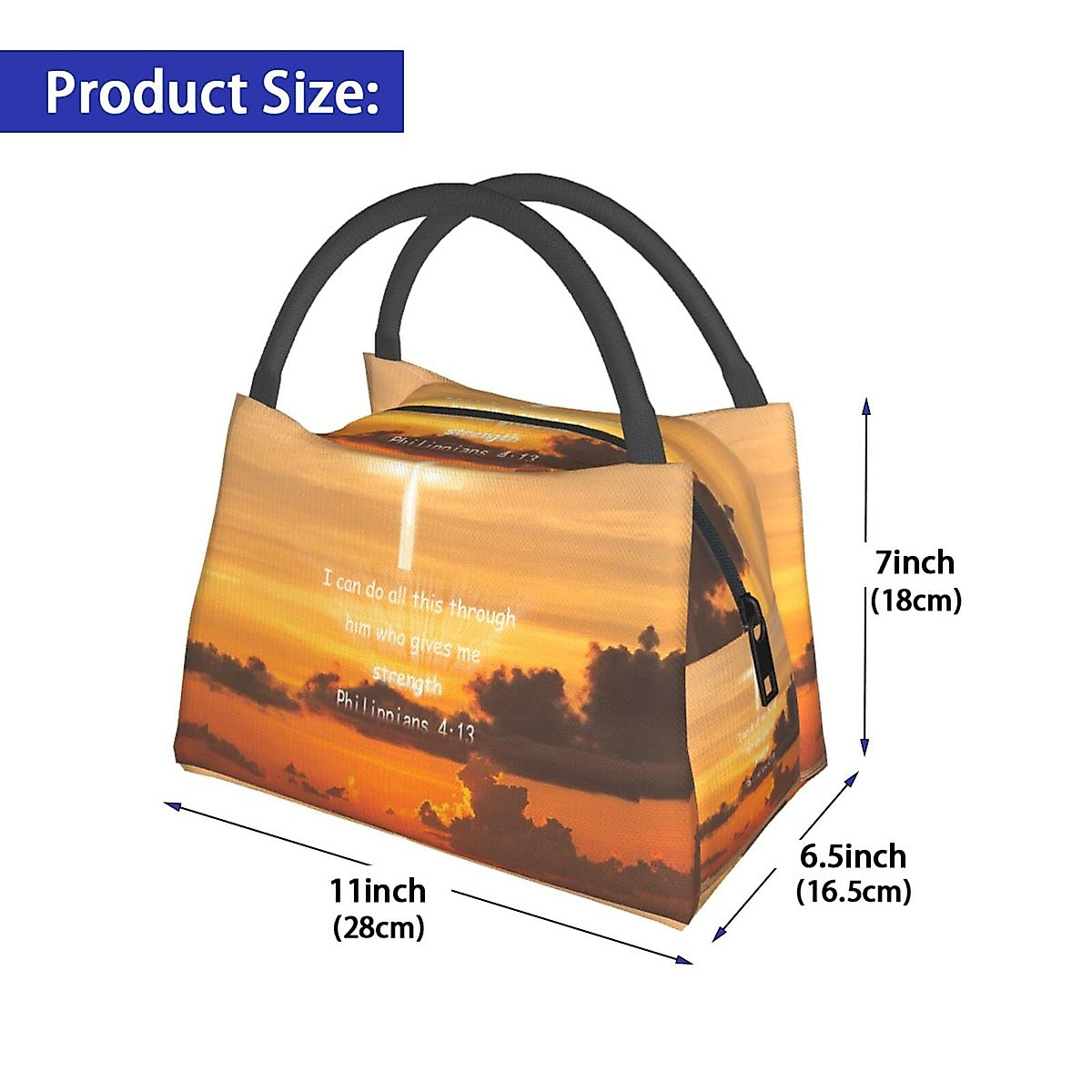 MANQINF Jesus Lunch Bag Bible Verse Lunch Box Large Capacity Cross Insulated Lunch Box Tote Reusable Lunch Box