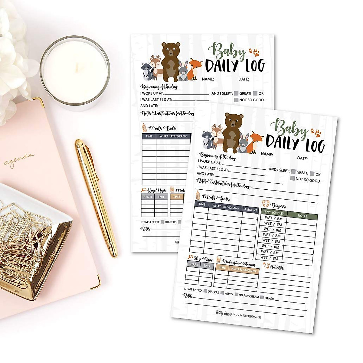 Nanny Newborn Baby or Toddler Log Tracker Journal Book, Daily Schedule Feeding Food Sleep Naps Activity Diaper Change Monitor Notes, Essential Supplies for Daycare, Babysitter, Caregiver, 50 Sheet Pad