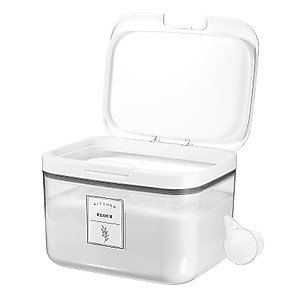 KoKone Flour Storage Container Airtight Rice Container for Kitchen Plastic Rice Dispenser with Lid & Cup Practical Food Storage Container for Grain Sugar Oatmeal Laundry Pods Dishwasher Pods