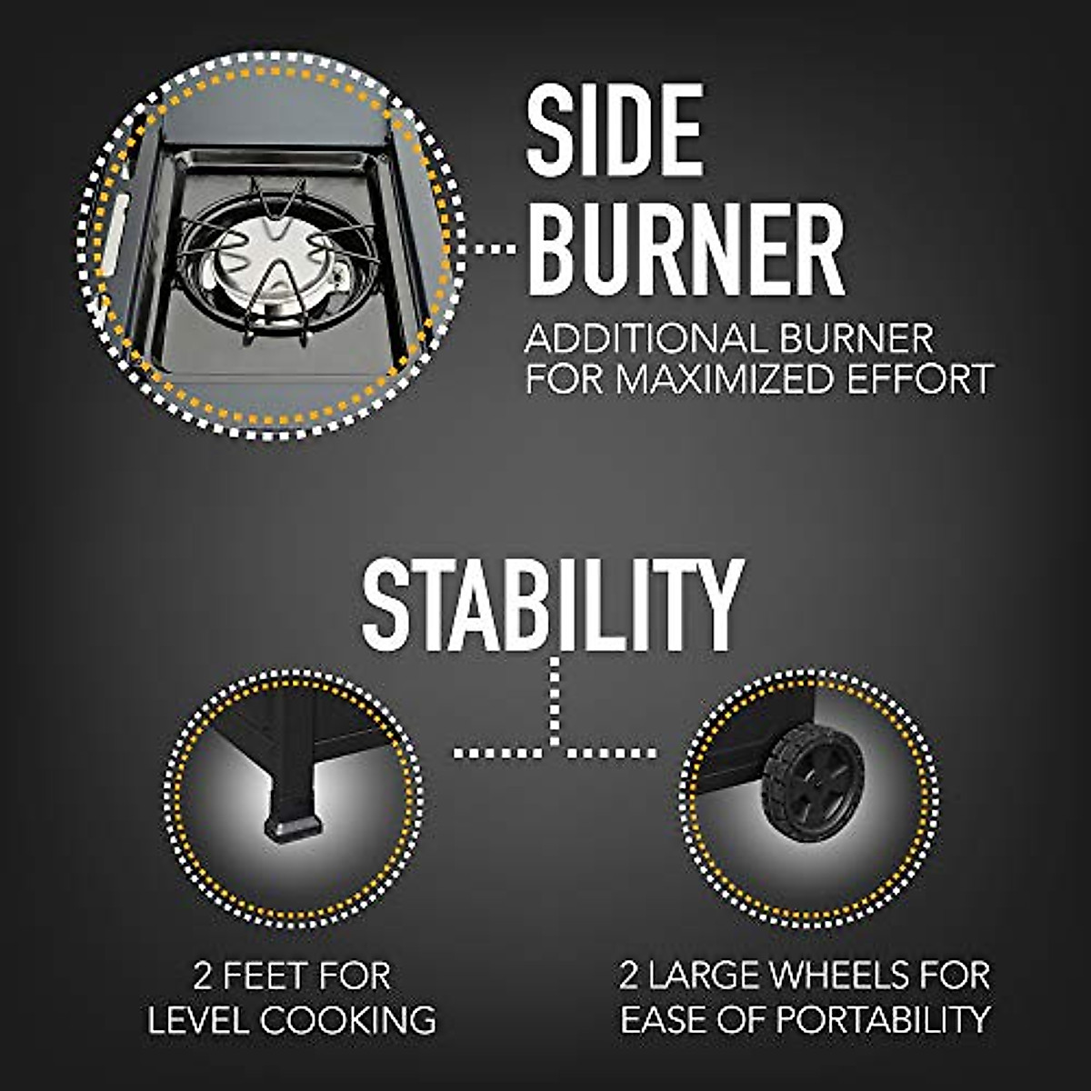 Kenmore PG-A40406S0L-1 BBQ Grill | 4-Burner Outdoor Barbecue Liquid Propane BBQ Gas Grill with Side Burner and Side Tables, 53000 BTU, Open Cart, Black