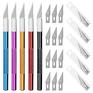 Keadic 30Pcs Exacto Knife with Extra High Carbon Steel Blades, Precision Hobby Knife with Aluminum Body, Utility Knife Kit Craft Knife Set for Scrapbooking Trimming Carving Stencil