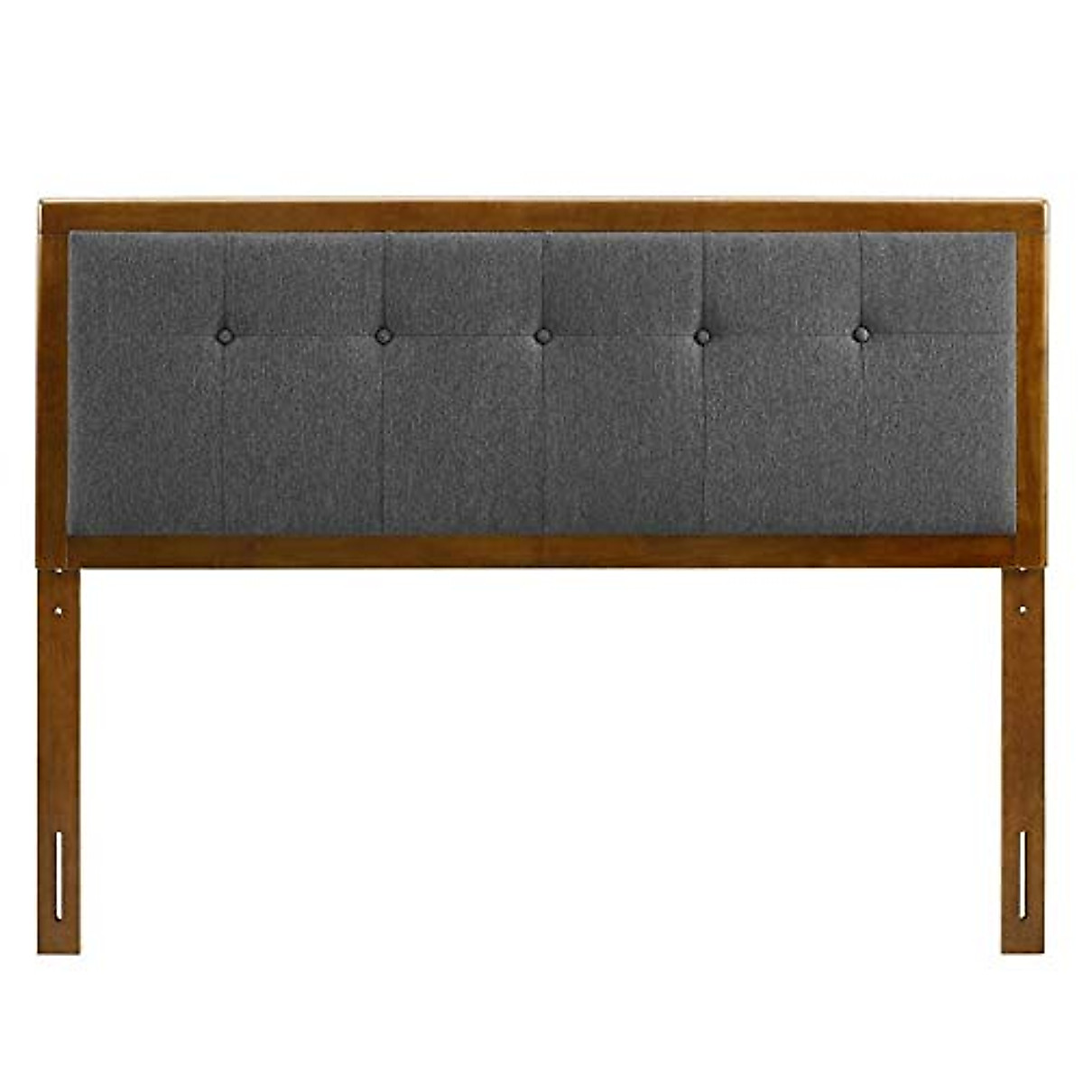 Modway Draper Tufted Queen Fabric and Wood Headboard in Walnut Charcoal