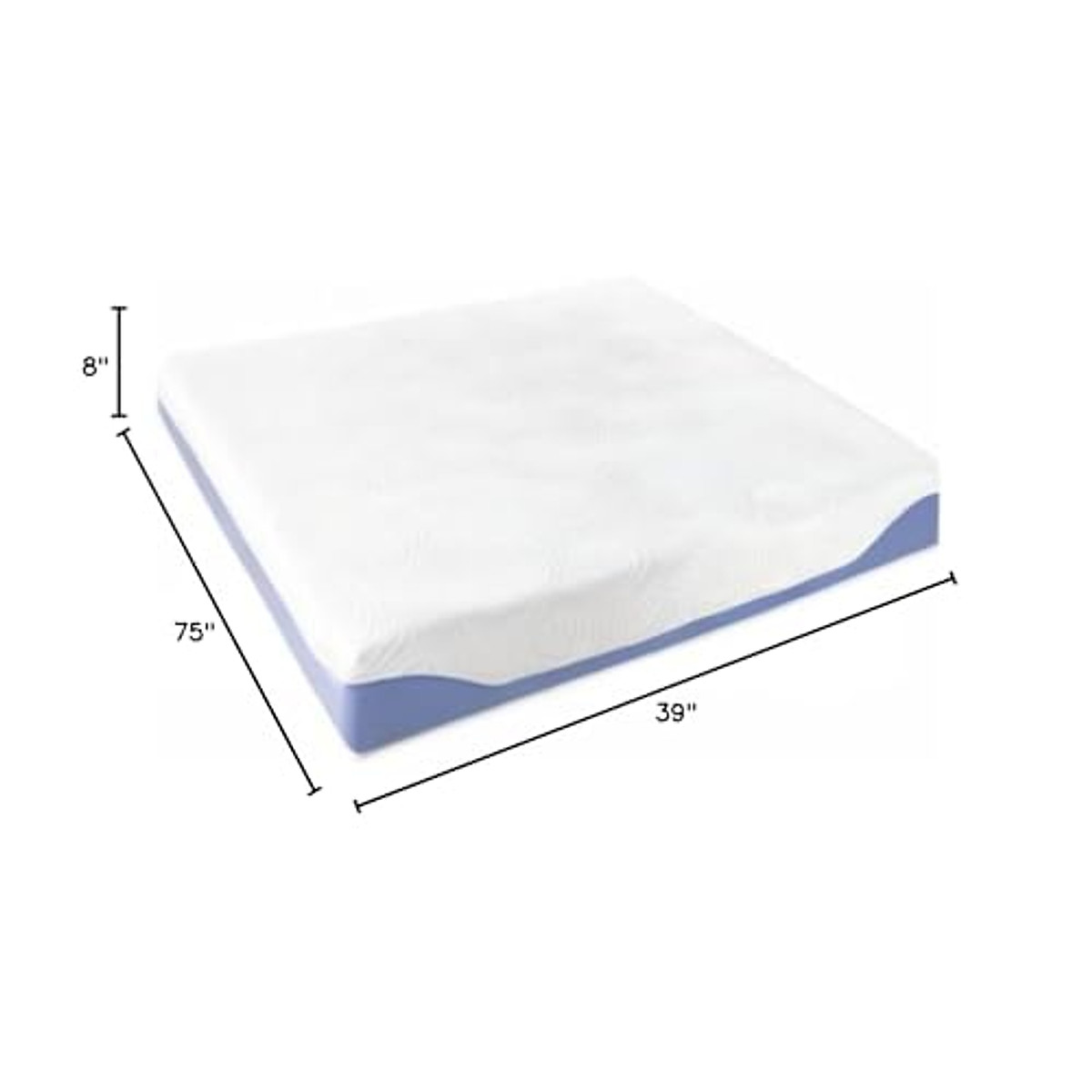 Mellow 8 Inch Cooling Gel-Infused Memory Foam Bed Mattress, Medium Firm Sleep and Breathable Fabric Cover, Twin, Mattress in A Box Blue