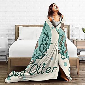 Sea Otter Throw Blanket Soft Flannel Blanket Lightweight Microfiber Blanket for Room Bed Sofa 50"X40" Inches