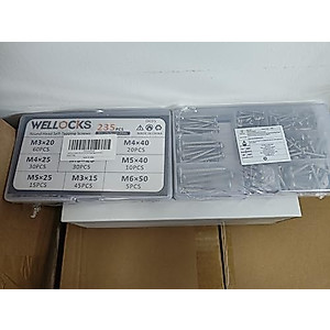 WELLOCKS Wood Screws 235 PCS 304 Stainless Steel M3/M4/M5/M6 Round Head Self Tapping Screws Assortment Set Rust Proof Wood Screw Kit with Storage Box for Homemade, Repairment, Woodwork Indoor(D035)