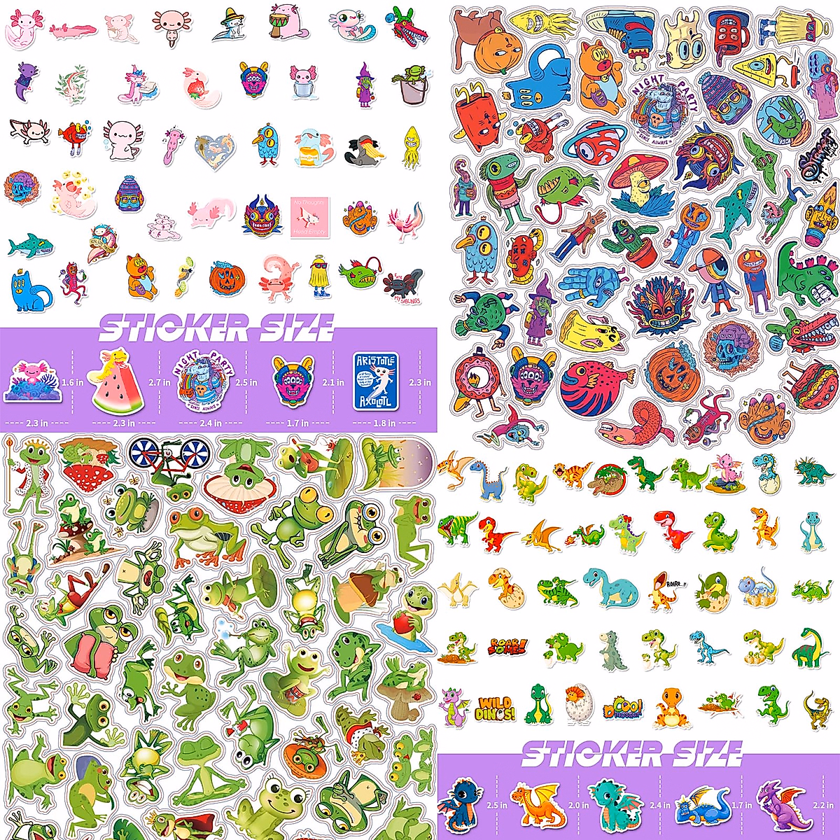 Cute Animal Stickers for Kids,200 Pcs Cute Waterproof Cartoon Stickers Dinosaur Stickers Water Bottle Stickers Waterproof Skateboard Laptop Stickers Computer Phone Stickers for Kids Teens Girls