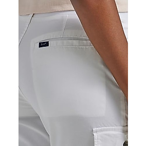 Lee Women's Flex-to-Go Mid-Rise 17" Cargo Skimmer Capri Pant, White, 16 Reg