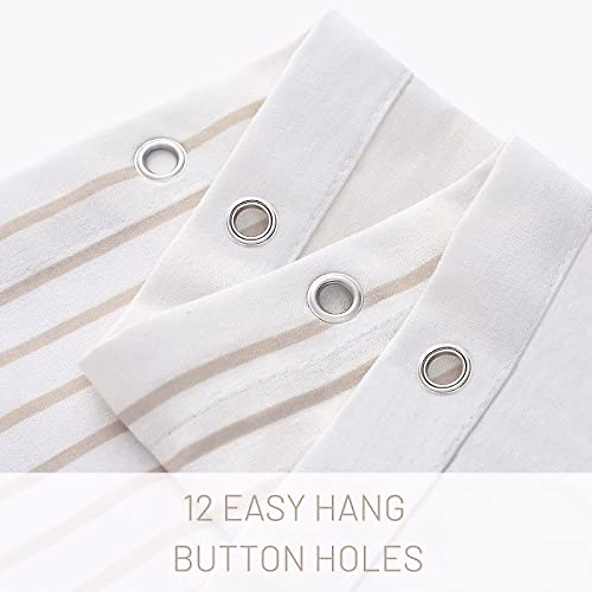 Awellife Boho Beige Shower Curtain for Bathroom Stripe Knotted-Tassel Shower Curtain 72 X 72 Inches Natural Linen