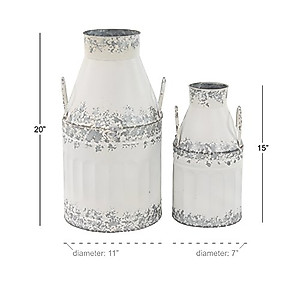 Deco 79 Metal Decorative Jars, Set of 2 11"W, 20"H, White