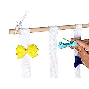 Hair Bow Holder Organizer for Girls - White Cotton Ribbons - Headband, Hair Tie, Clip, Bow Organizers - Baby Hair Accessories Storage Display - Decoration for Girls Room - Baby and Toddler