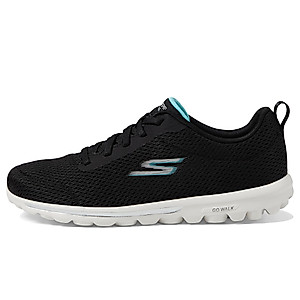 Skechers Women's GO Walk Travel-Fun Journey Sneaker, Black/Aqua, 8