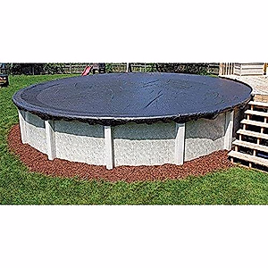 Swimline Heavy Duty 18 by 33 Foot Oval Laminated Plastic Woven with Thick Polyethylene Stitching Winter Pool Cover for Above Ground Pools, Blue