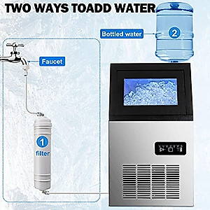 SmaketBuy Commercial Ice Maker Machine 110LBS/24H Stainless Steel Commercial Ice Maker Auto Operation 24LBS Storage 32 Cubes Freestanding Commercial Ice Cube Maker for Restaurant, Coffee Shop, Bar