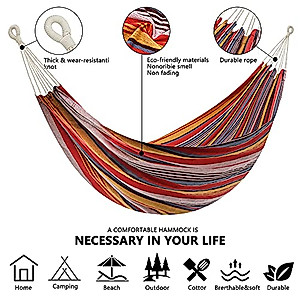 ROOITY Patio Hammock Double Hammocks with Portable Carrying Bag,Soft Woven Fabric, Up to 450 Lbs Hanging for Trees,Garden,Backyard,Porch,Outdoor and Indoor XXX-Large Stripe