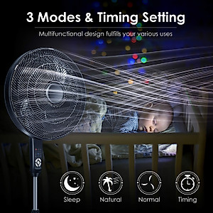 Outdoor Fan - 2 in 1 Portable Floor Fan, Cooling Floor Fan with Remote Control, 4 Speeds, 3 Modes, Ultra Quiet Outdoor Fans with Adjustable Height and Tilt, 7.5-Hour Timer Pedestal Fan for Bedroom