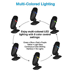 Cyber Acoustics Premium USB Microphone with Dual Recording Patterns - 24-bit Recording Perfect for Podcasting and Vlogging - Compatible with PC and Mac (CVL-2009)