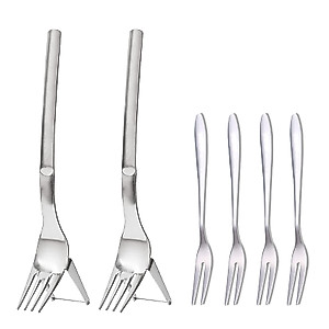 2 Packs 2-in-1 Watermelon Slicer Cutter & 4 Pieces Stainless Steel Fruit Fork, Watermelon Fork Slicer Artifact, Summer Watermelon Cutting Tool for Family Parties Camping