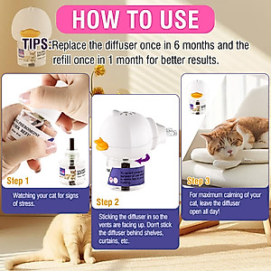 DUNKHADEN Cat Calming Pheromone Diffuser Reduces Conflict Between Cats Effective Anxiety Relief for Cats & Cat Calming Soothing 48ML 3 Refills Fits All Cats - 3 Pack