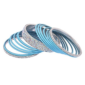 Efulgenz Indian Wedding Bridal Bangles Set Traditional Crystal CZ Rhinestone Plain Matte Finish Metal Bangles Bracelet Jewelry For Women (34 Pcs)