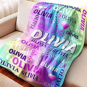Personalized Blanket for Kids, Custom Name Blanket for Kids, Babies & Adults, Custom Baby Blanket, Unique Baby Gifts for Birthday Christmas Memorial Day-Rianbow
