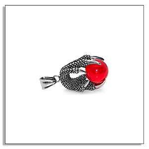 Heavstjer Punk Rock Stainless Steel Dragon Claw Pendant Crystal Ball Necklace,24inches Link Chain (A_Red Ball)
