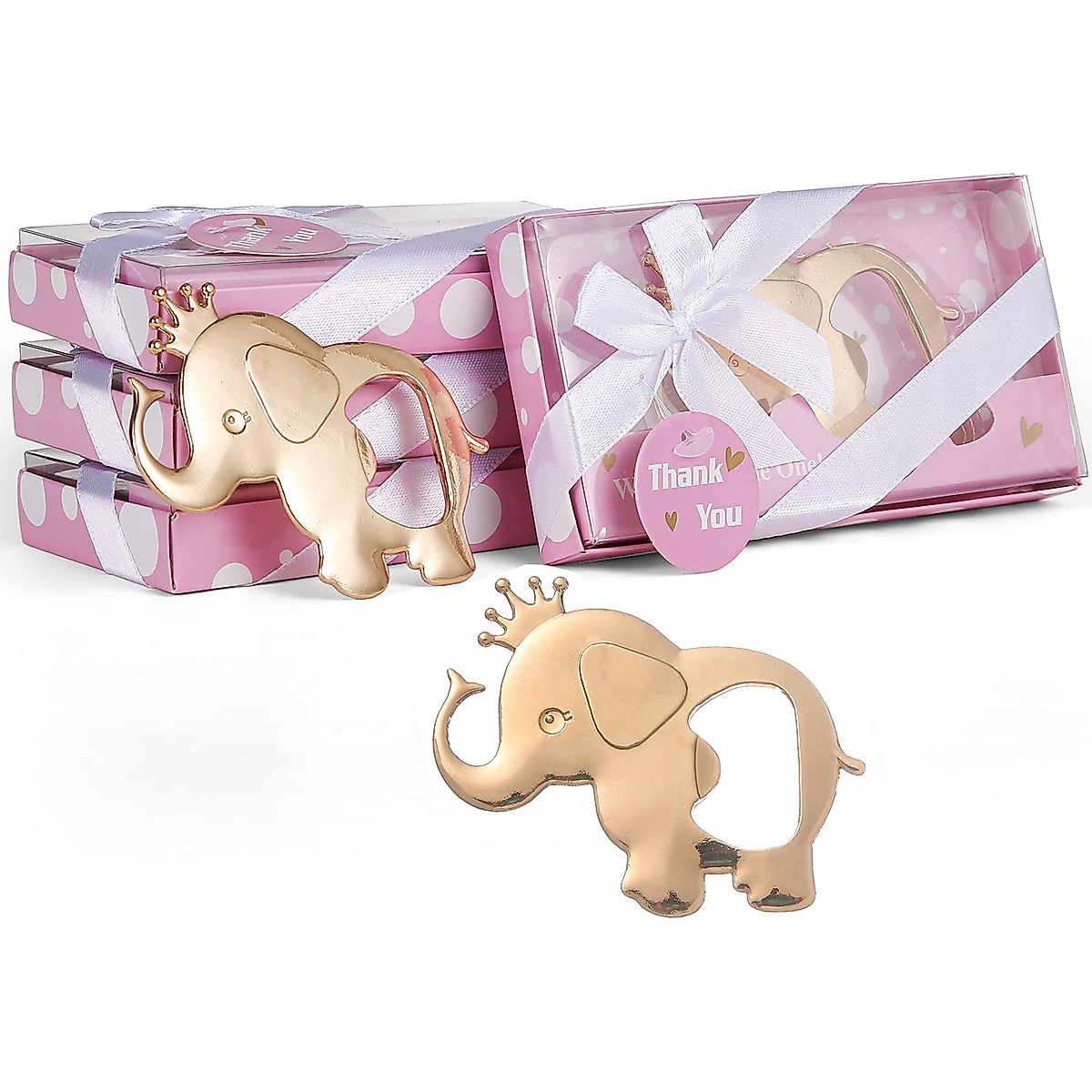 24 pcs Cute Elephant Theme Bottle Opener Boy/Girl Baby Shower Favors/Souvenirs for Guest,Elephant Baby Shower Decorations,Birthday,Gender Reveal Party Favor and Keepsake Supplies (24, Pink)