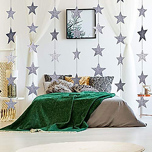 130 Feet Glitter Star Paper Garland Banner Hanging Decoration for Graduation Class of 2022 Congrats Grad Wedding Birthday Festival Party Decoration