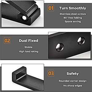 Folding Coat Hooks, Wall Mount Heavy Duty Aluminum Holder Hooks with Screws for Hanging Hat, Bags, Towel, Headphones, Fitness Equipment and More (2-Pack)