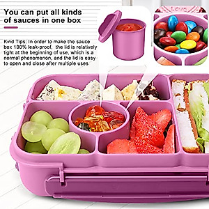 Dagugu Lunch Box Kids,Bento Box Adult Lunch Box,Lunch Box Containers for Adults/Kids/Toddler,5 Compartments Bento Lunch Box with Leakproof Sauce Vontainers,Microwave/Dishwasher(Purple)