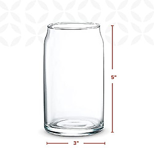 GLING [6 Pack - 16 oz.] Glass Can Shaped Cups Beer & Coffee Tumbler Glasses, Cordial Glasses, Cocktail Glasses