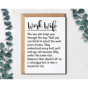 EruditeGifts Greeting Card - Work Wife/Bestie Birthday Card - Premium Heavy Cardstock - Includes Envelope - 5 x 7 inches