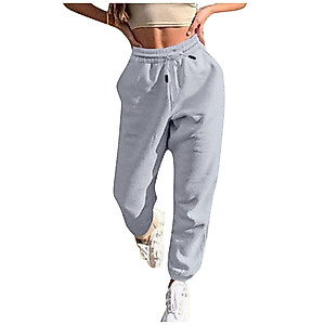 Gumipy Womens Sweatpants with Pockets Loose Fit Fleece Oversized Sweat Pants Workout Yoga Tapered Pants Activewear C-Gray