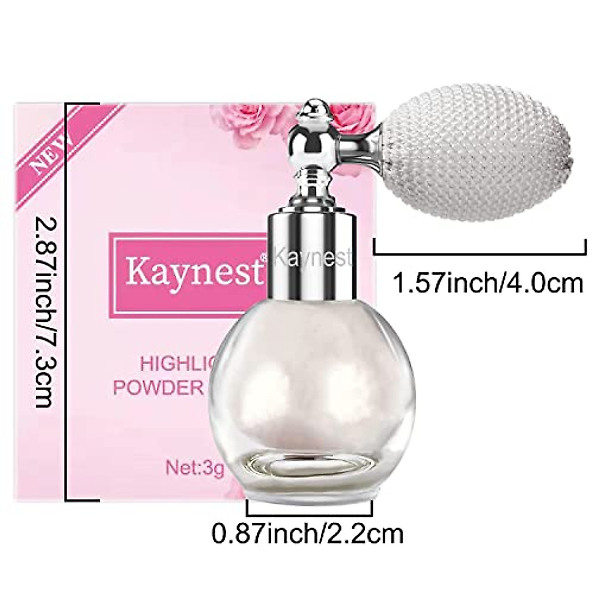 Shimmering Spray Powder Sparkle Powder, Body Glitter Face High Gloss Highlighter Loose Makeup for Women Hair Nails Makeup( 1#Pearl White)