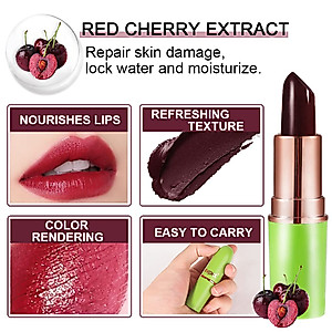BINGBRUSH Color Changing Lipstick Queen,PH Mood Long Lasting Lip Gloss Korean Lip Balm Tinted Magic Makeup Moisturize Lipstick Set (2 Pcs Red Cherries, 2 Count (Pack of 1))