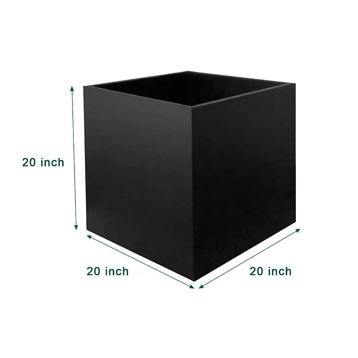 Galvanized Steel Planter Box Black Metal Planter Large Square Indoor Outdoor Planters Cube Steel Heavy Duty Flower Pot 20Inch Powder Coating Modern Commercial Residential for Patio, Deck, Yard, Garden