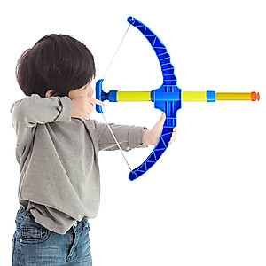 ArtCreativity Blue Super Bow & Arrow Shooter Set, Includes Air-Powered Bow, Barrel, Six Soft Foam Darts, Comes in Blister Card Packaging, Sports Toy for Kids