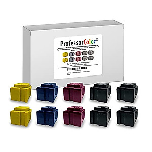 Professor Color ColorQube 8570 or ColorQube 8580 Ink Replaces 108R00926 108R00927 108R00928 108R00930 (10 Repackaged OEM Inks), Bundle Includes Bypass Key for use in North American Printers