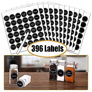 SWOMMOLY Spice Rack Organizer with 24 Empty Square Spice Jars, 396 Spice Labels with Chalk Marker and Funnel Complete Set, for Countertop, Cabinet or Wall Mount, Black